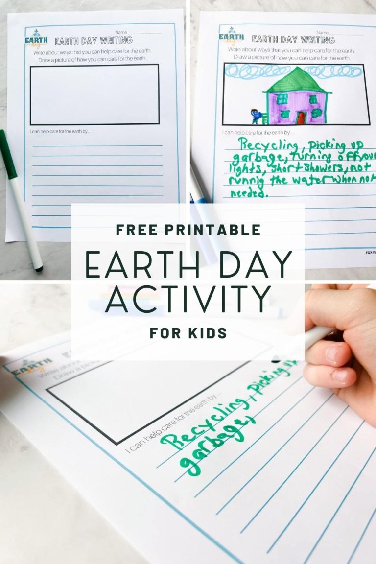 Free Printable Earth Day Writing Activity For Kids - Fox Farm Home