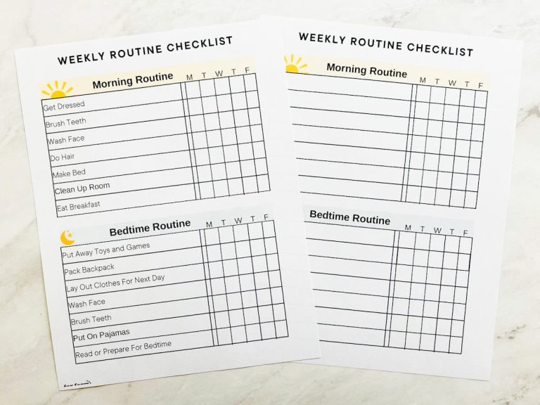 Free Printable Daily Routine Chart For Kids - Fox Farm Home