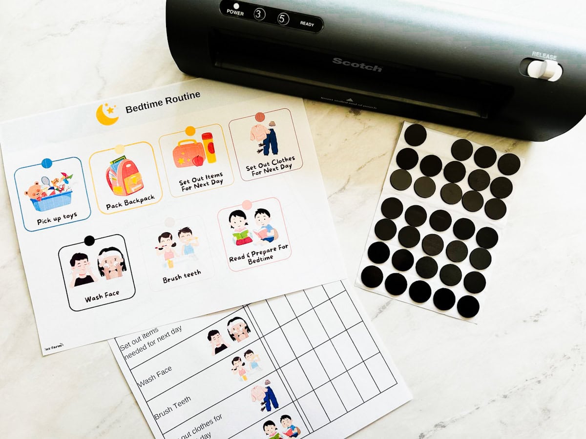 Bedtime Routine Chart- Free Printable Visual Schedule - Fox Farm Home