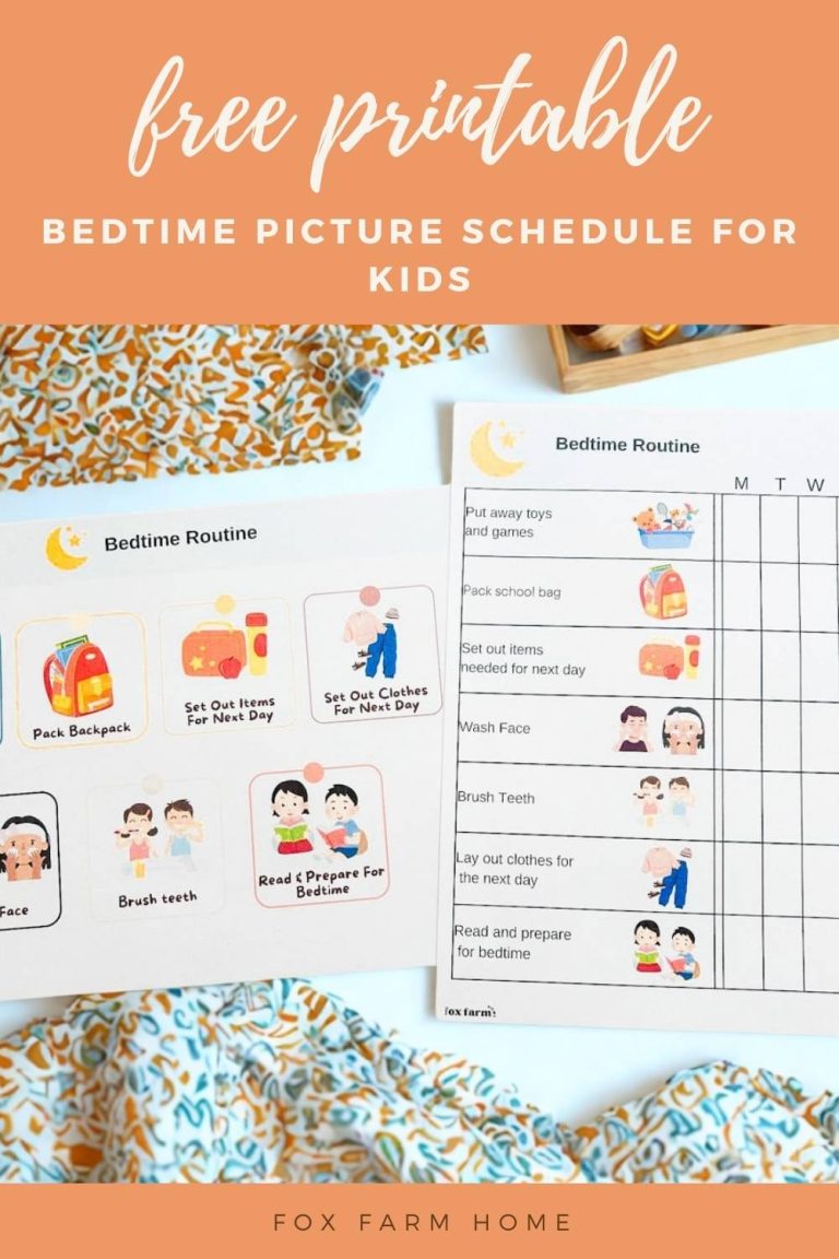Bedtime Routine Chart- Free Printable Visual Schedule - Fox Farm Home