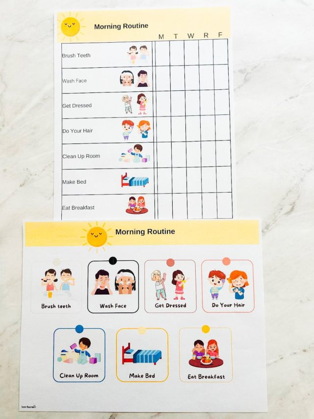 Bedtime Routine Chart- Free Printable Visual Schedule - Fox Farm Home