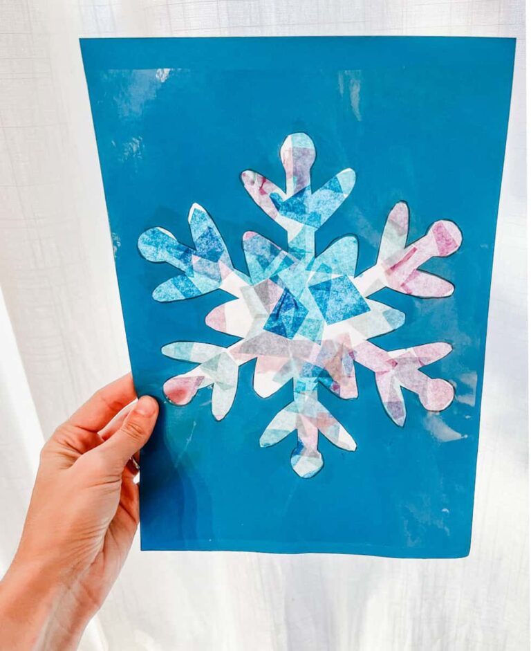 Snowflake Suncatcher Craft For Winter - Fox Farm Home