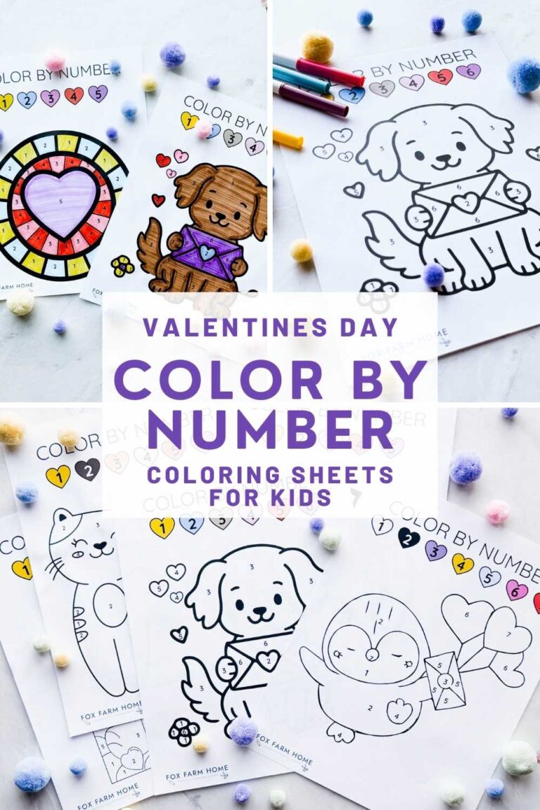 Valentine's Day Color By Number Pages For Kids - Fox Farm Home
