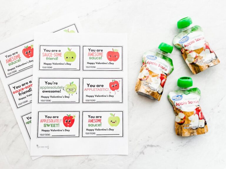 Applesauce Pouch Valentines for Toddlers (Free Printable) - Fox Farm Home