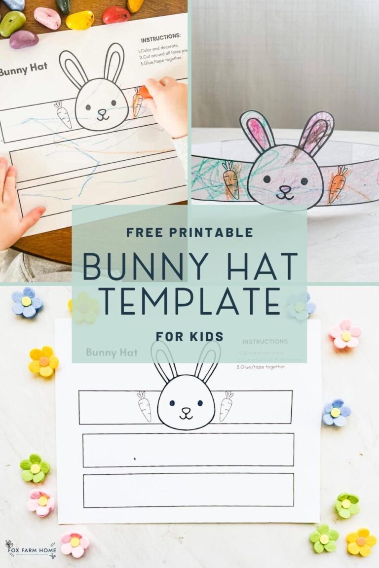 Bunny Hat Craft for Kids (Free Printable Template) - Fox Farm Home