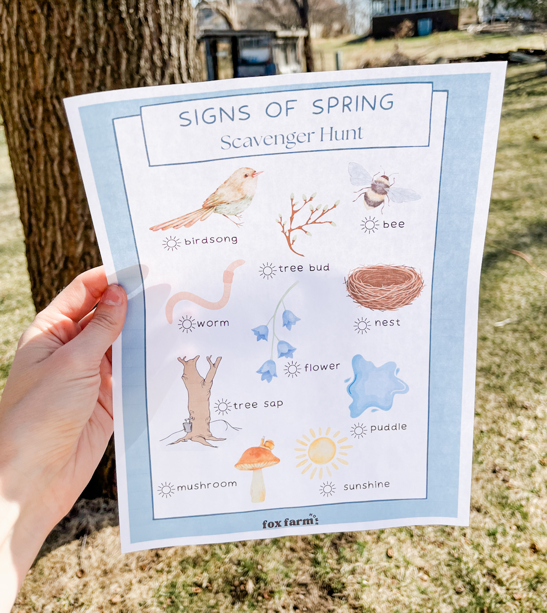 Signs of Spring Scavenger Hunt Free Printable - Fox Farm Home